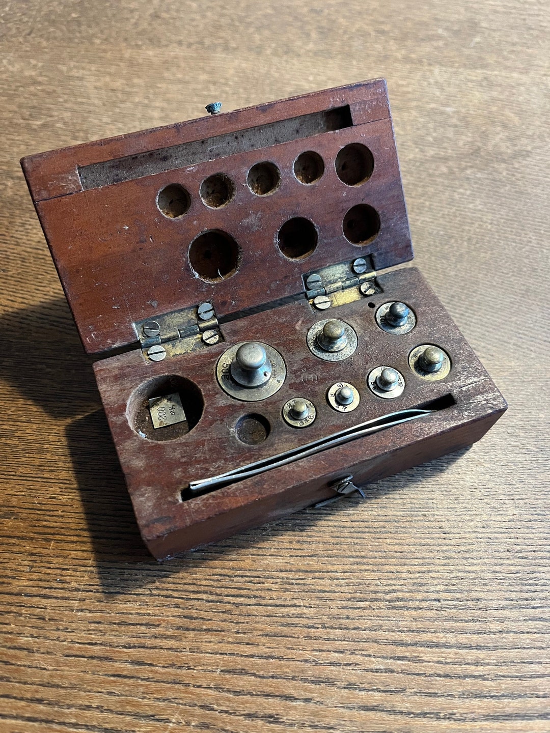Japanese Counter Weights/vintage Weight Set/brass Weights in Wooden Box ...