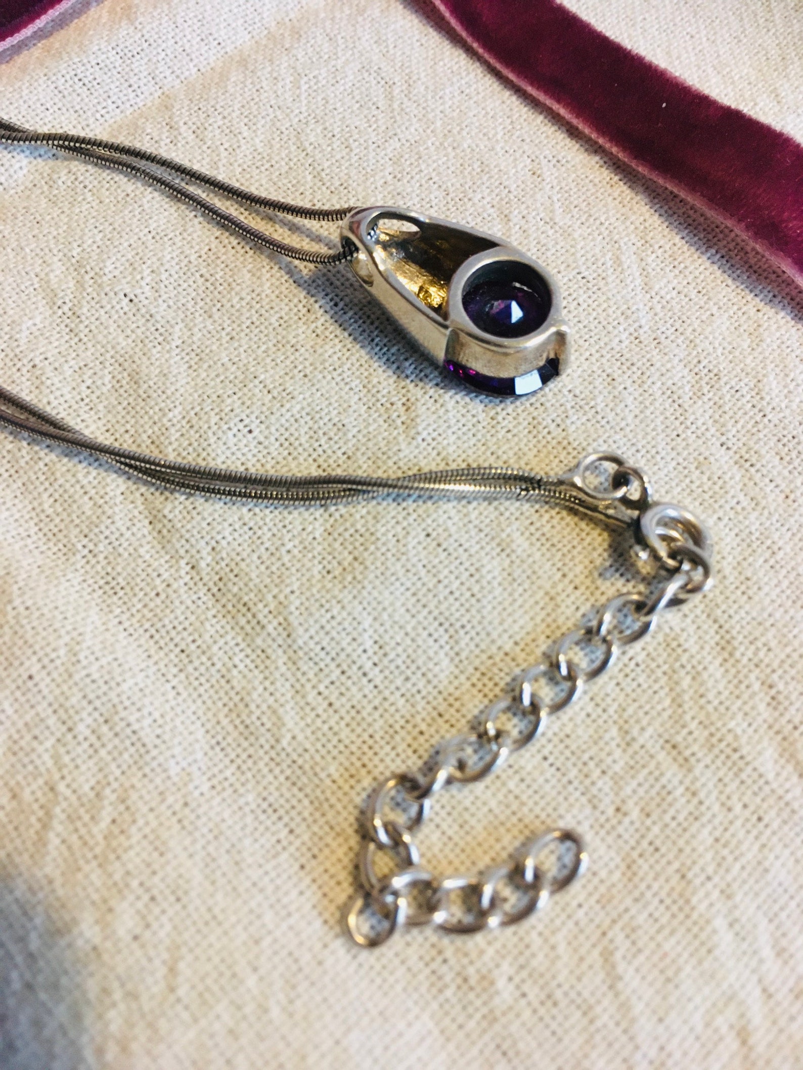 Sterling silver necklace/hallmark 925/Silver teardrop | Etsy