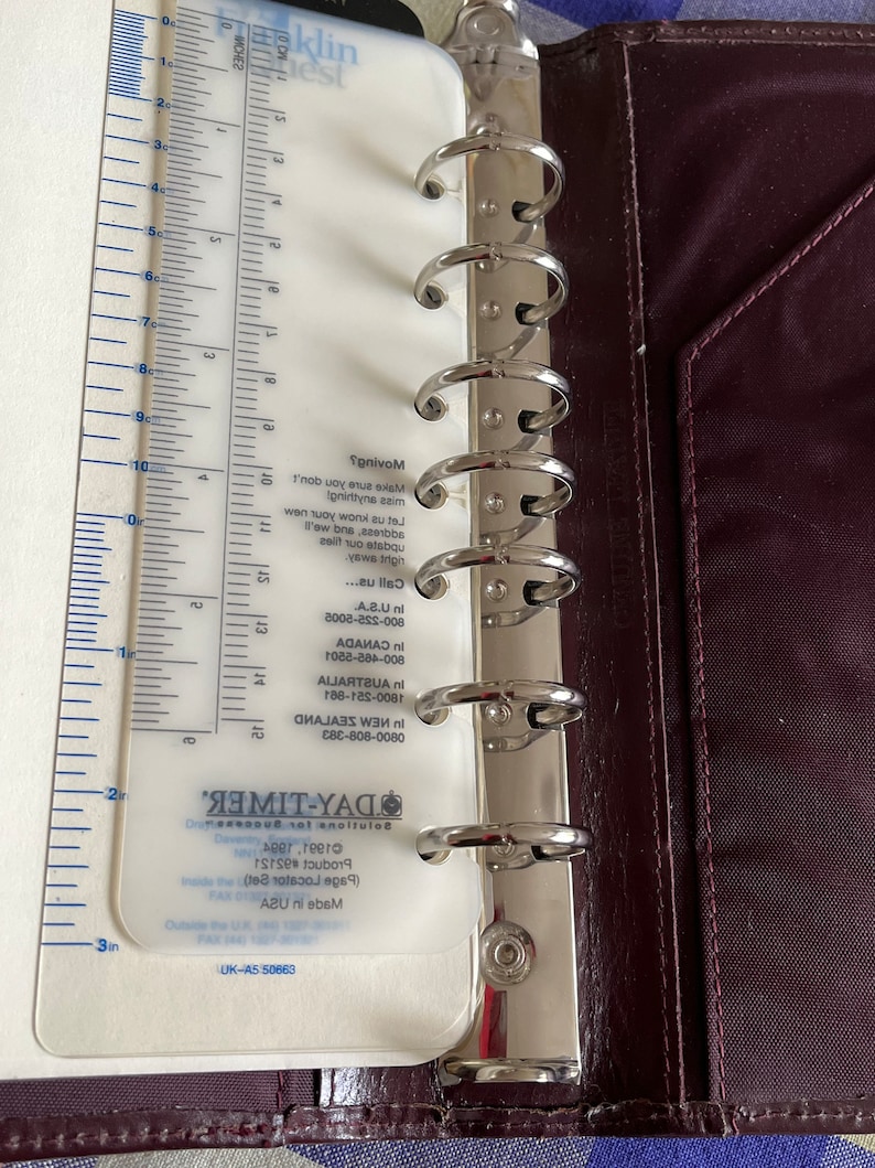 Vintage Day-timer Leather Planner: 7-ring Binder, Desk Size, Made in ...