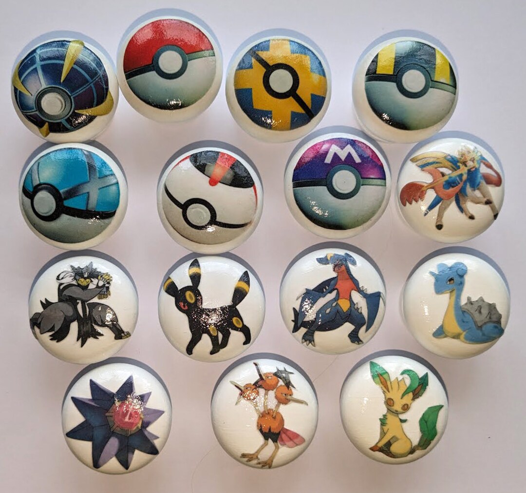 POKEMON Super Mario, Luigi, Etc. Hand Crafted Painted Wood Knobs With ...