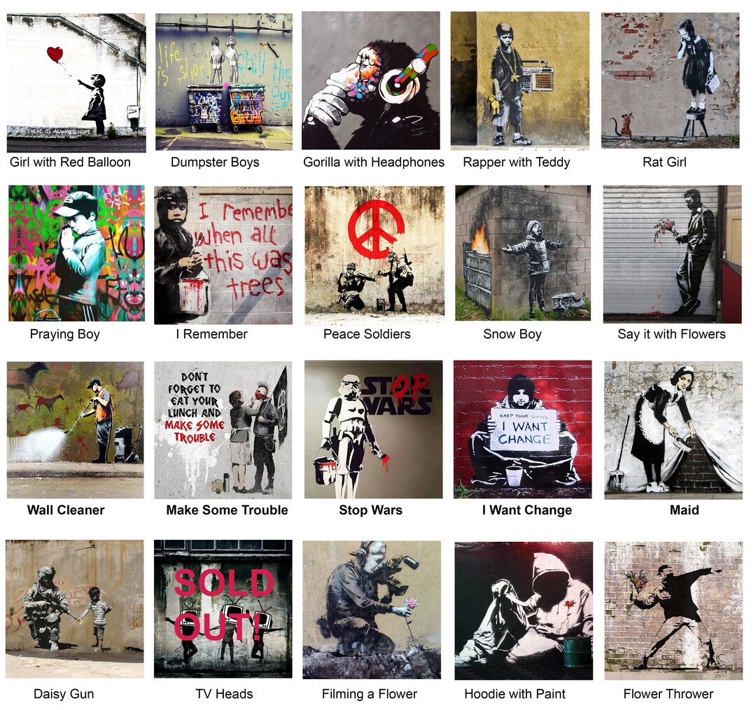 BANKSY GRAFFITI ARTIST Cushion Cover Cotton Linen Printed Iconic Street ...
