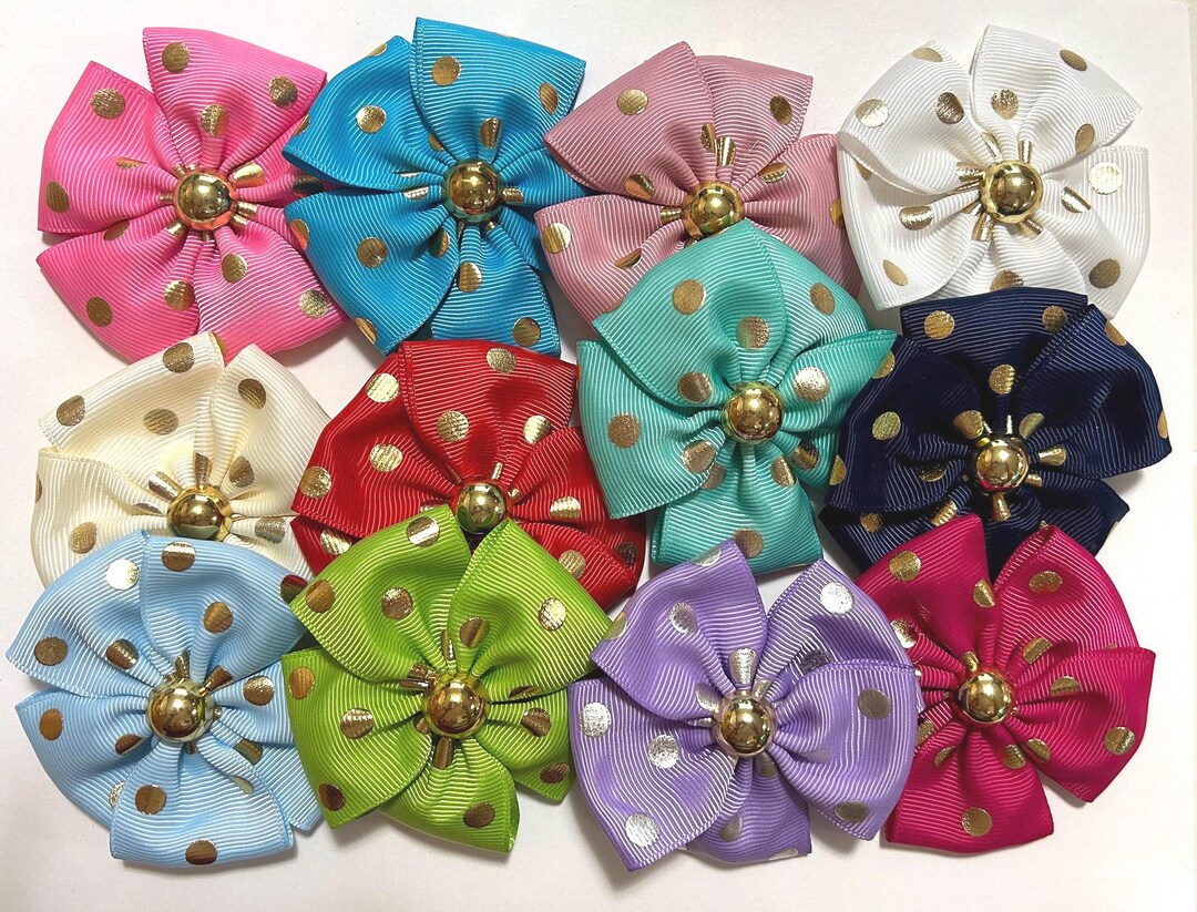 Gold Dot Flower Collar Bows - Etsy