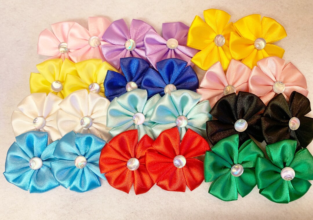 Satin 5 Petal Dog Ear Bows - Etsy