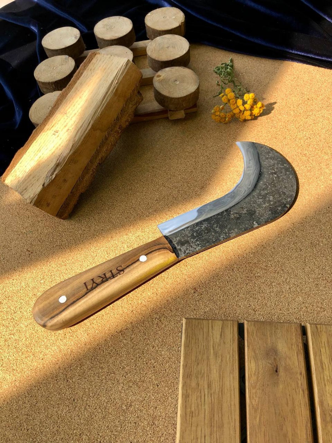 Hand Forged Sickle, Short Blade Machete, Knife for Hunting With High ...