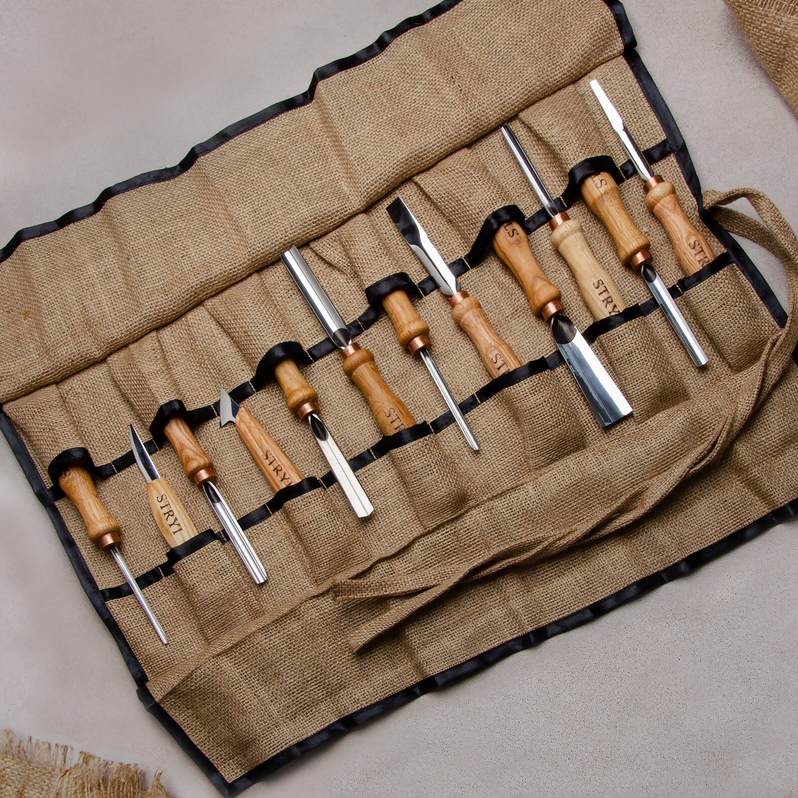 Wood Carving Kit 12 Pcs STRYI, Carbon Steel Gouges, Forged Tools Kit ...