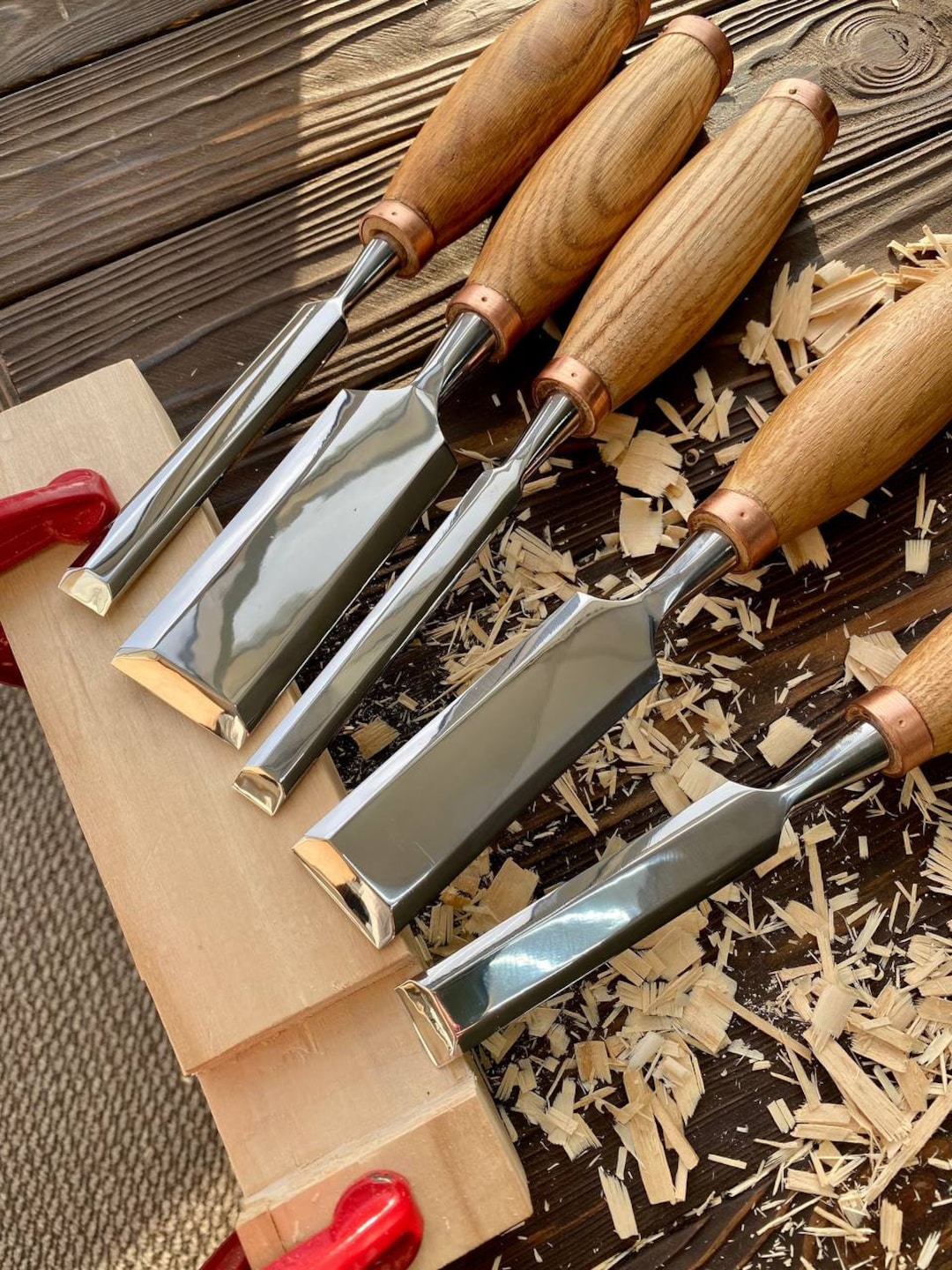 Chisel Set of 5 STRYI Profi, Forged Steel Carving Tools for Carpentry ...