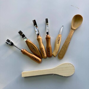 Spoon Carving Set of 5 Tools, Personalized Gift for Dad, Spoon Carving ...