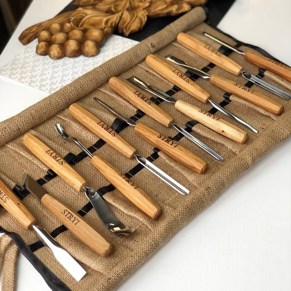 Handmade Steel Wood Carving Gouge Set, 12 Piece With Case - Etsy