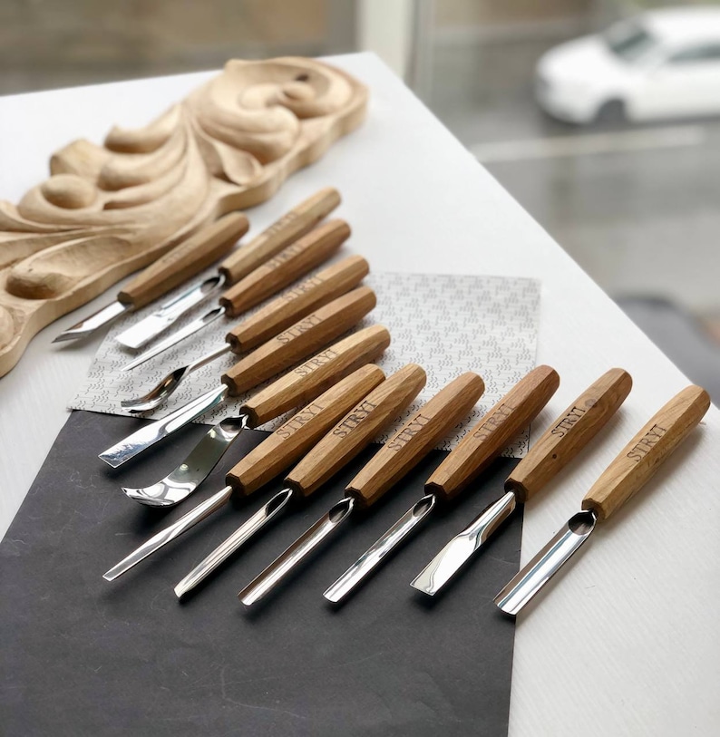 Handmade Steel Wood Carving Gouge Set, 12 Piece With Case - Etsy