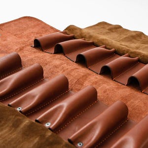 A Genuine Leather Roll-case for Storage Tools, Gift for Carver ...