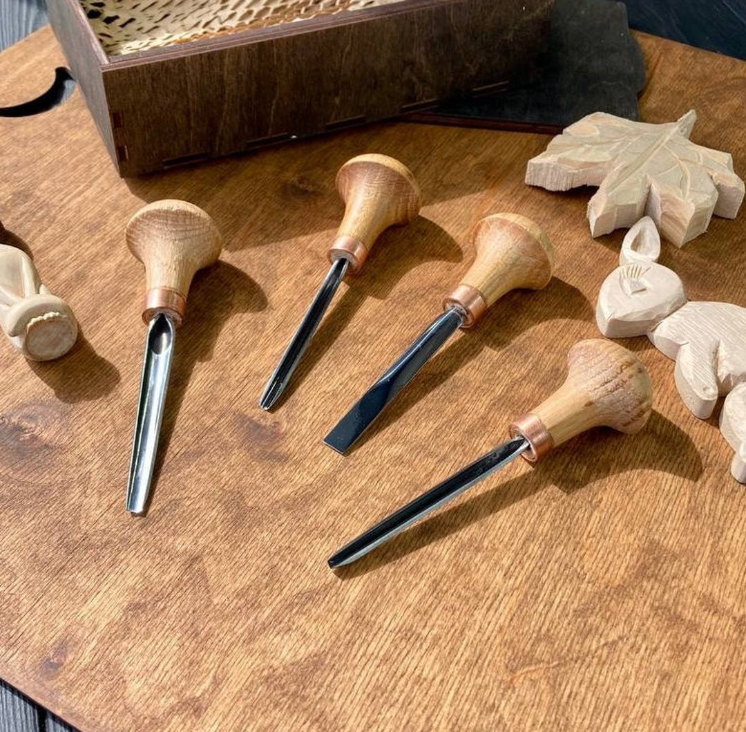 Palm Carving Chisel Gift Box, Set of 4 Palm Chisels for Detailed ...