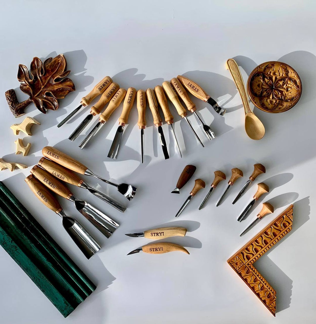 STRYI 23-piece Wood Carving Tool Set, Woodworking Gouges and Knives ...