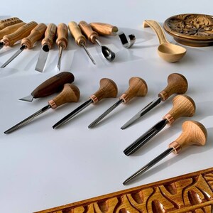 Wood Carving Set of 23 Tools, Large Bent Gouge, Flat Chisel, Palm ...