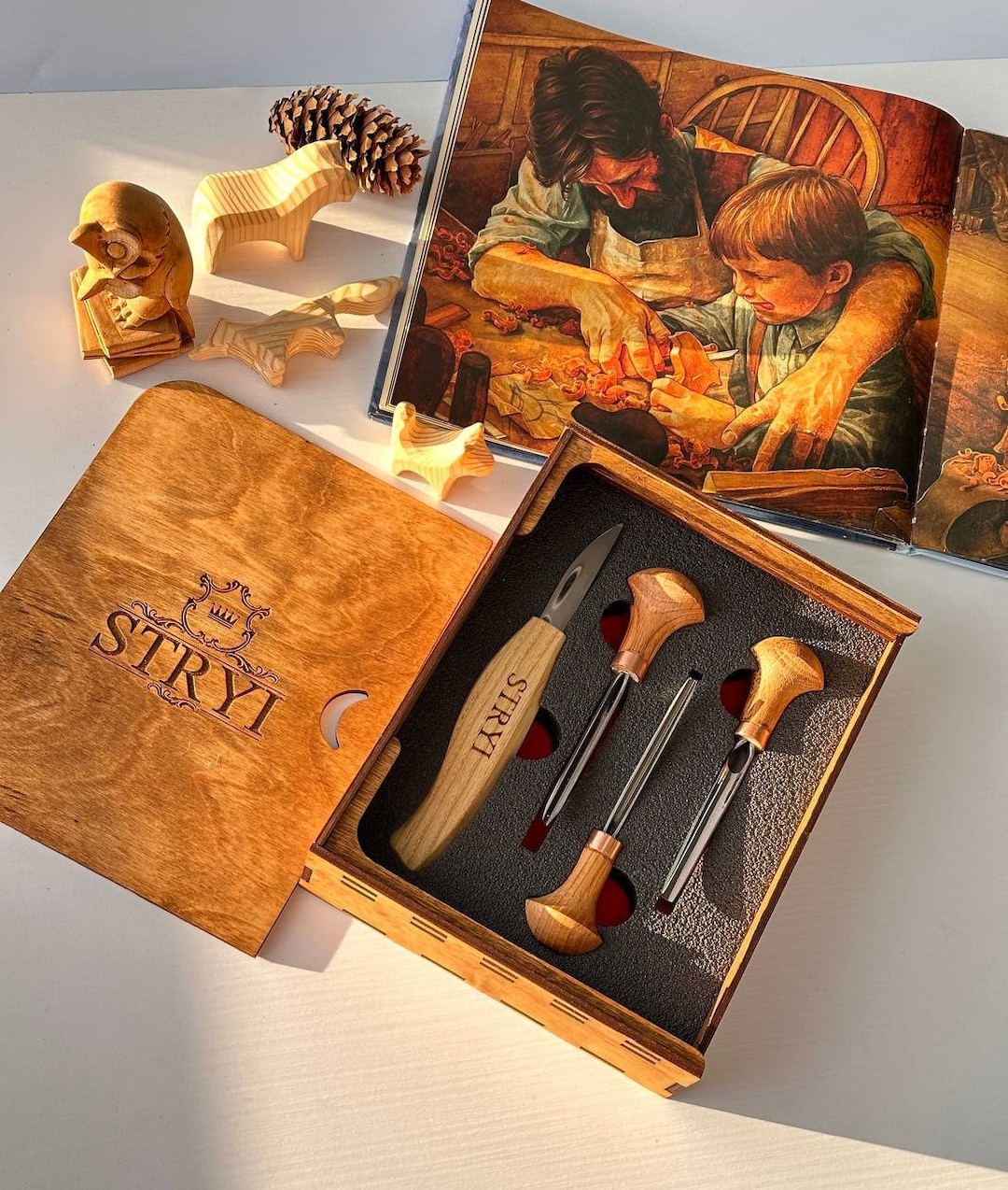 Wood Carving Tools Set, Wood Carving Kit, Personalized Gift for Husband ...