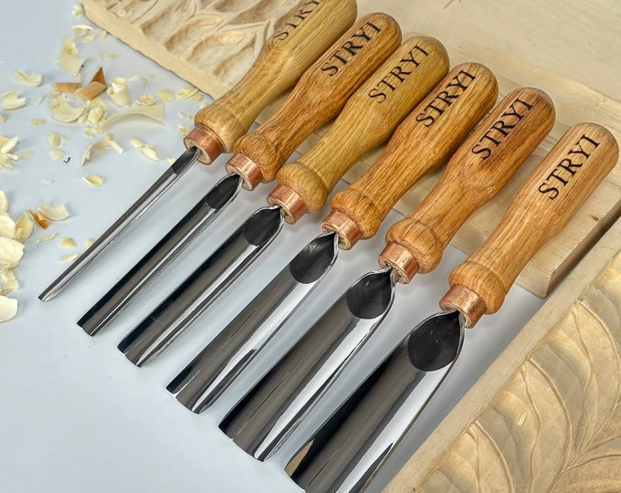 Wood Carving Set 12 Pieces in a Genuine Leather Case, Carving Chisels ...