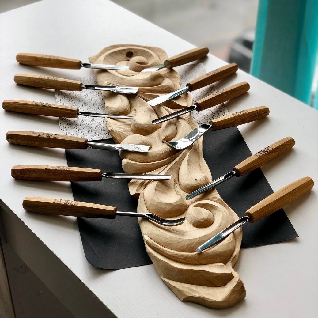 Handmade Steel Wood Carving Gouge Set, 12 Piece With Case - Etsy