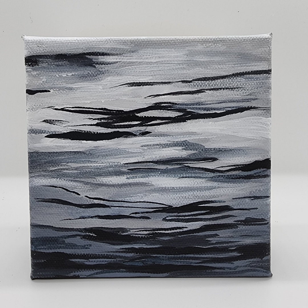 Monochromatic Coastal Water Painting - Etsy