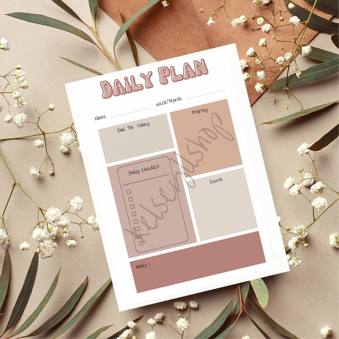 Boho Daily Plan Template, Simple Daily Plan Template - Etsy