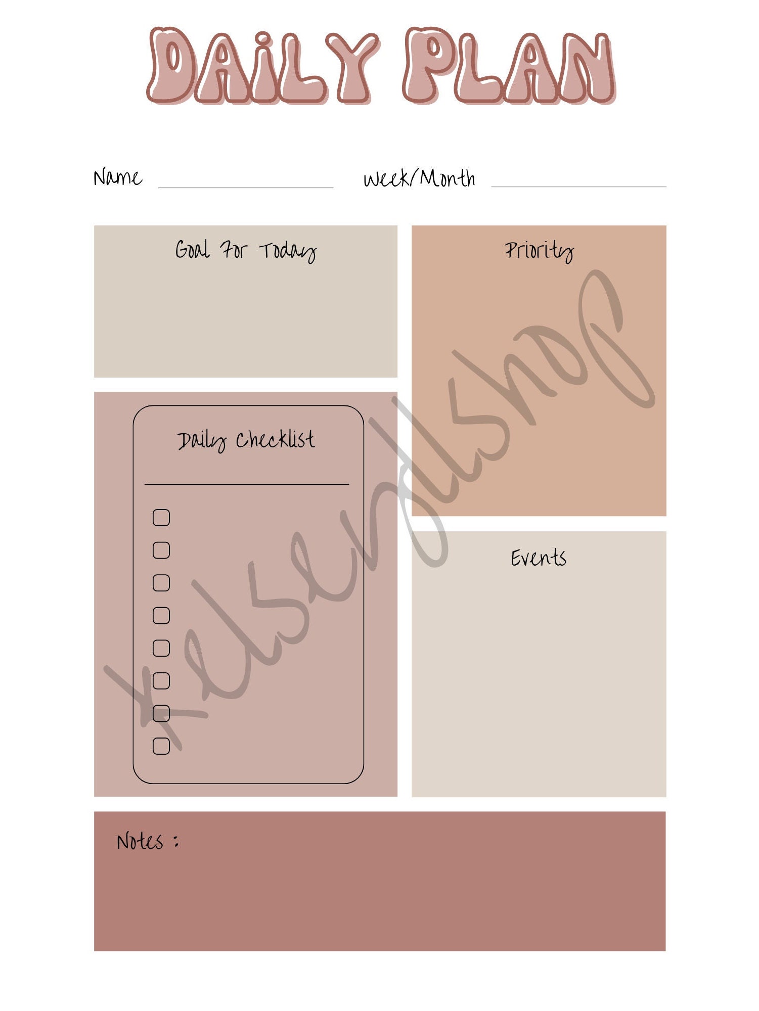 Boho Daily Plan Template Simple Daily Plan Template - Etsy