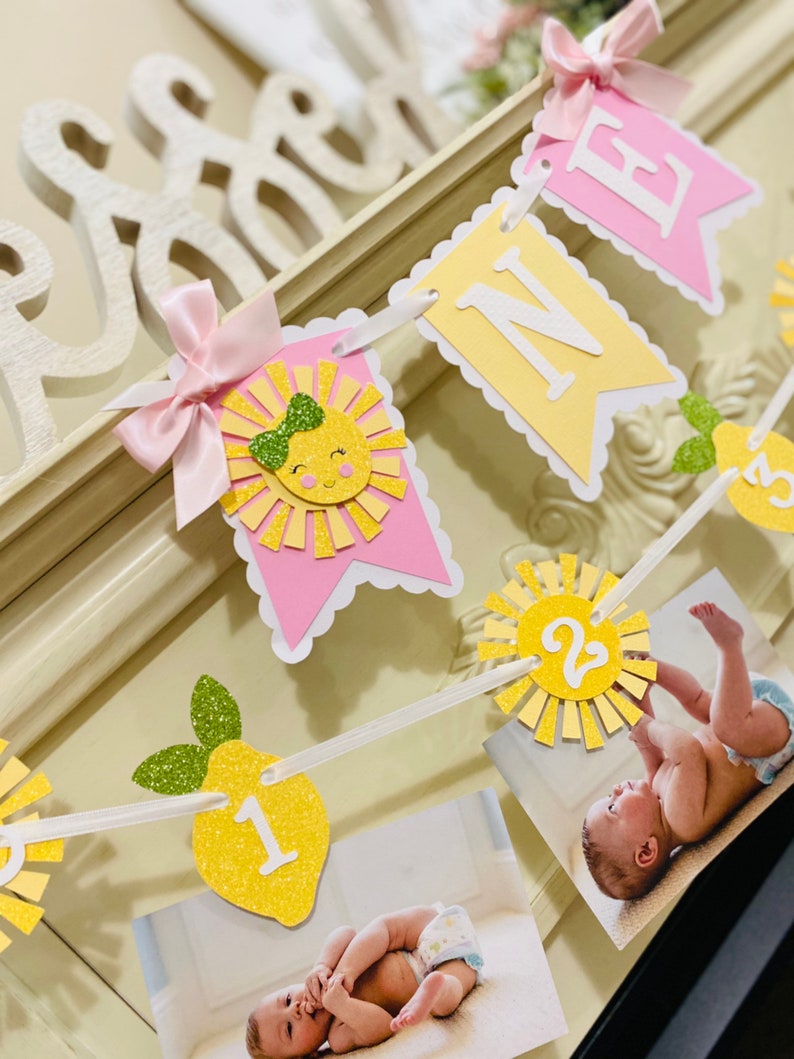 Lemonade 12 Month Banner Sunshine High Chair Banner Lemonade - Etsy