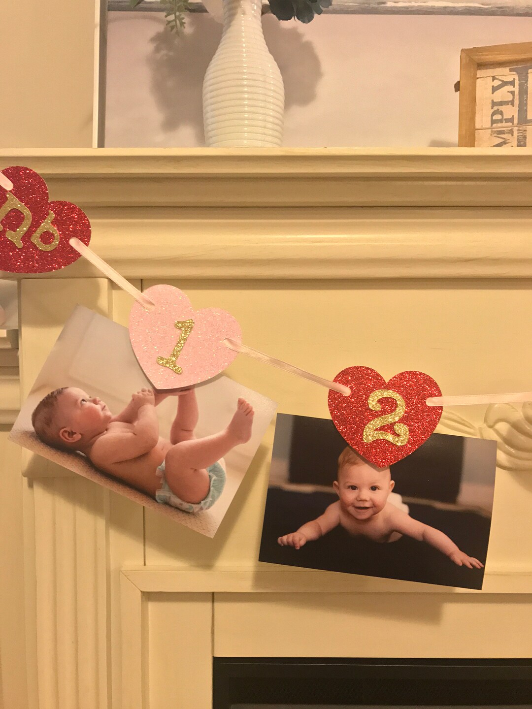 Valentines 1st Birthday ,valentines 12 Month Photo Banner , Sweetheart ...