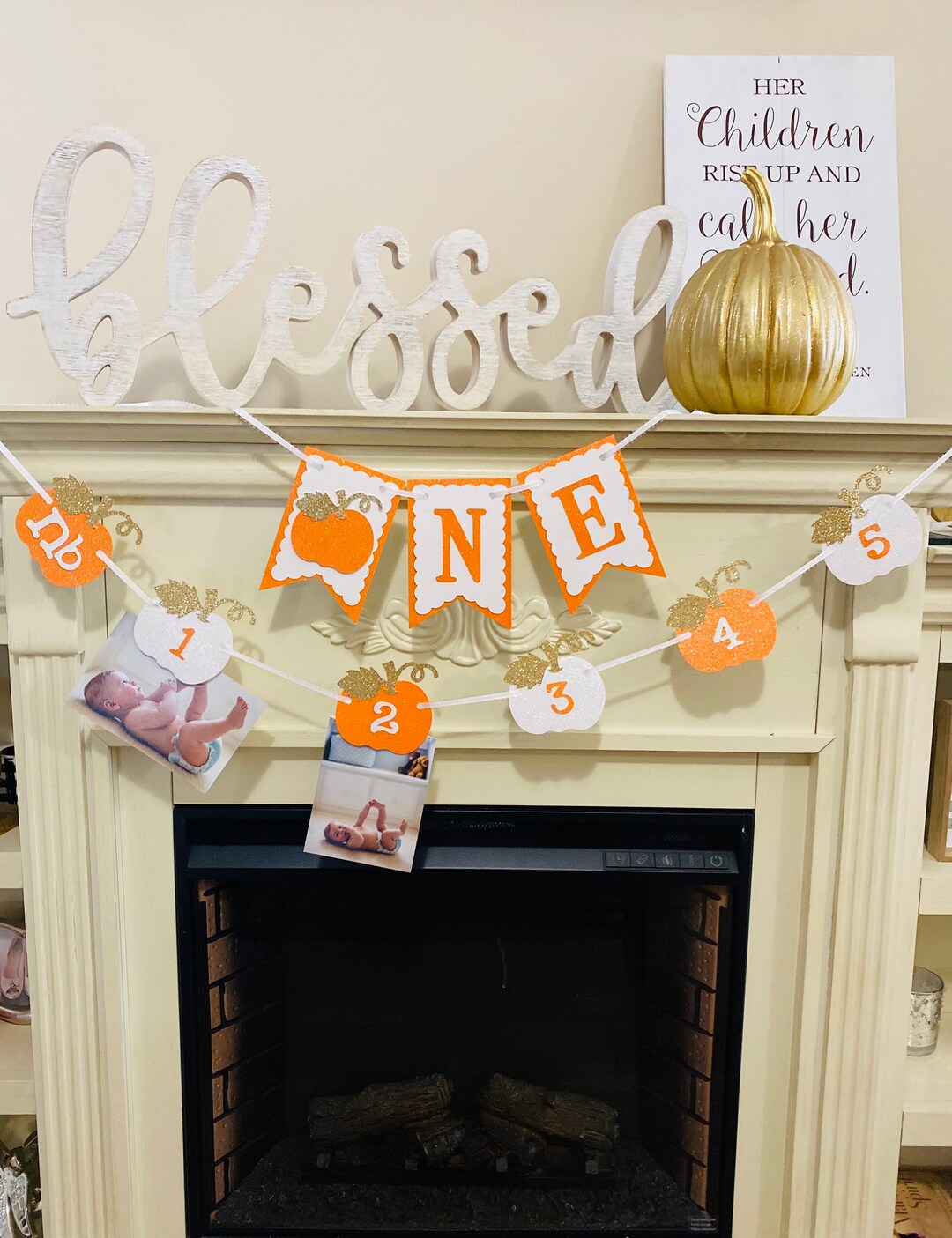 Pumpkin 1st Birthday, Pumpkin High Chair Banner, Pumpkin 12 Month Photo ...