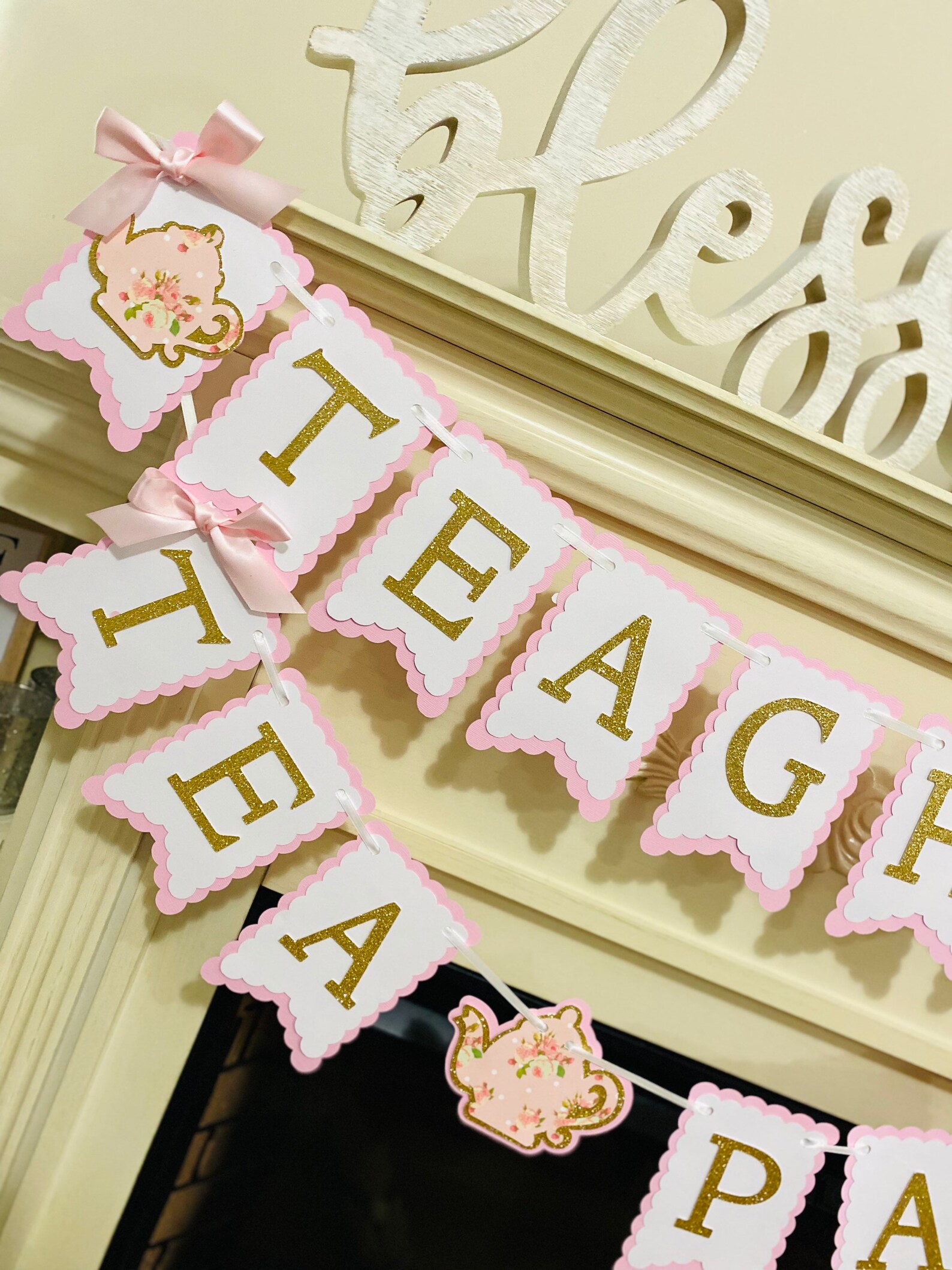 Tea Party Birthday Banner Tea for Two princess Tea Party - Etsy