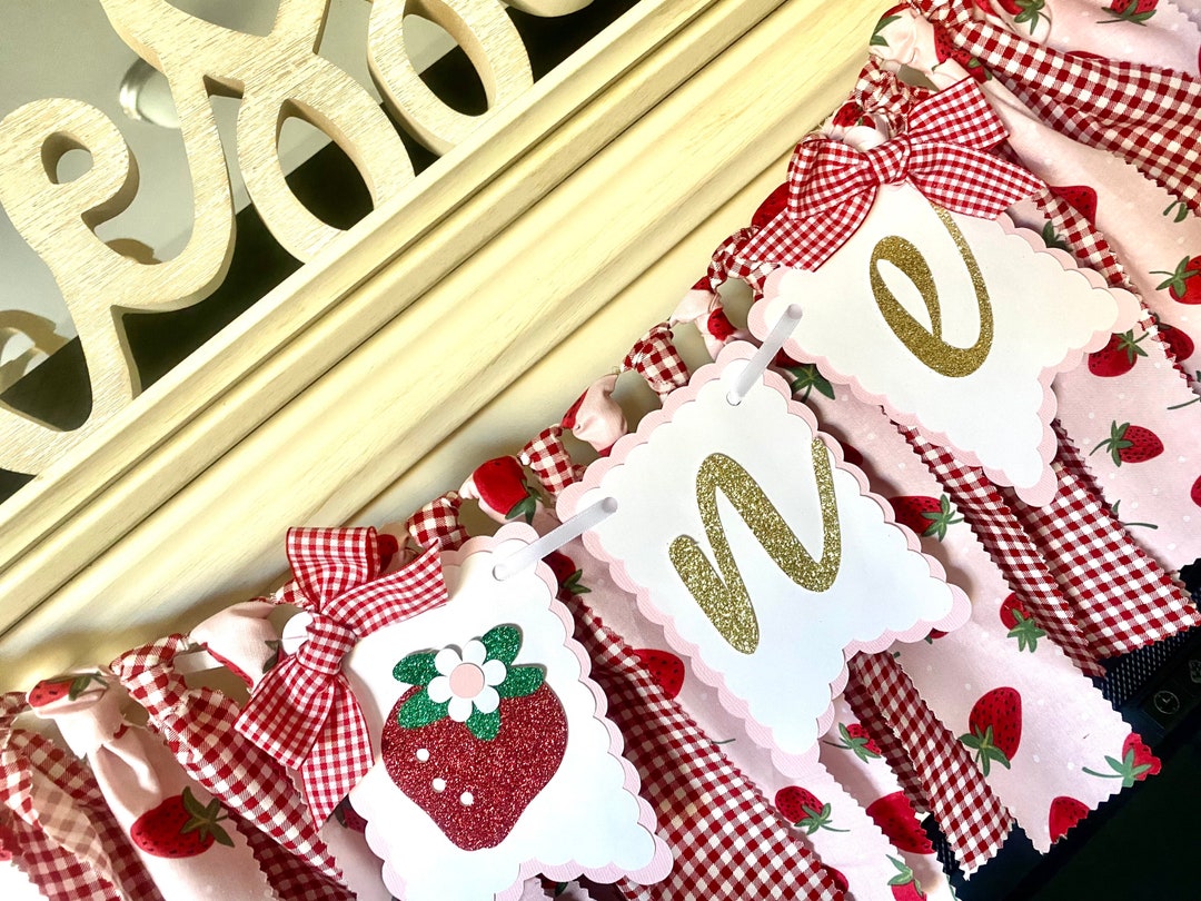 Strawberry First Birthday High Chair Banner: Berry Sweet Party Decor - Etsy