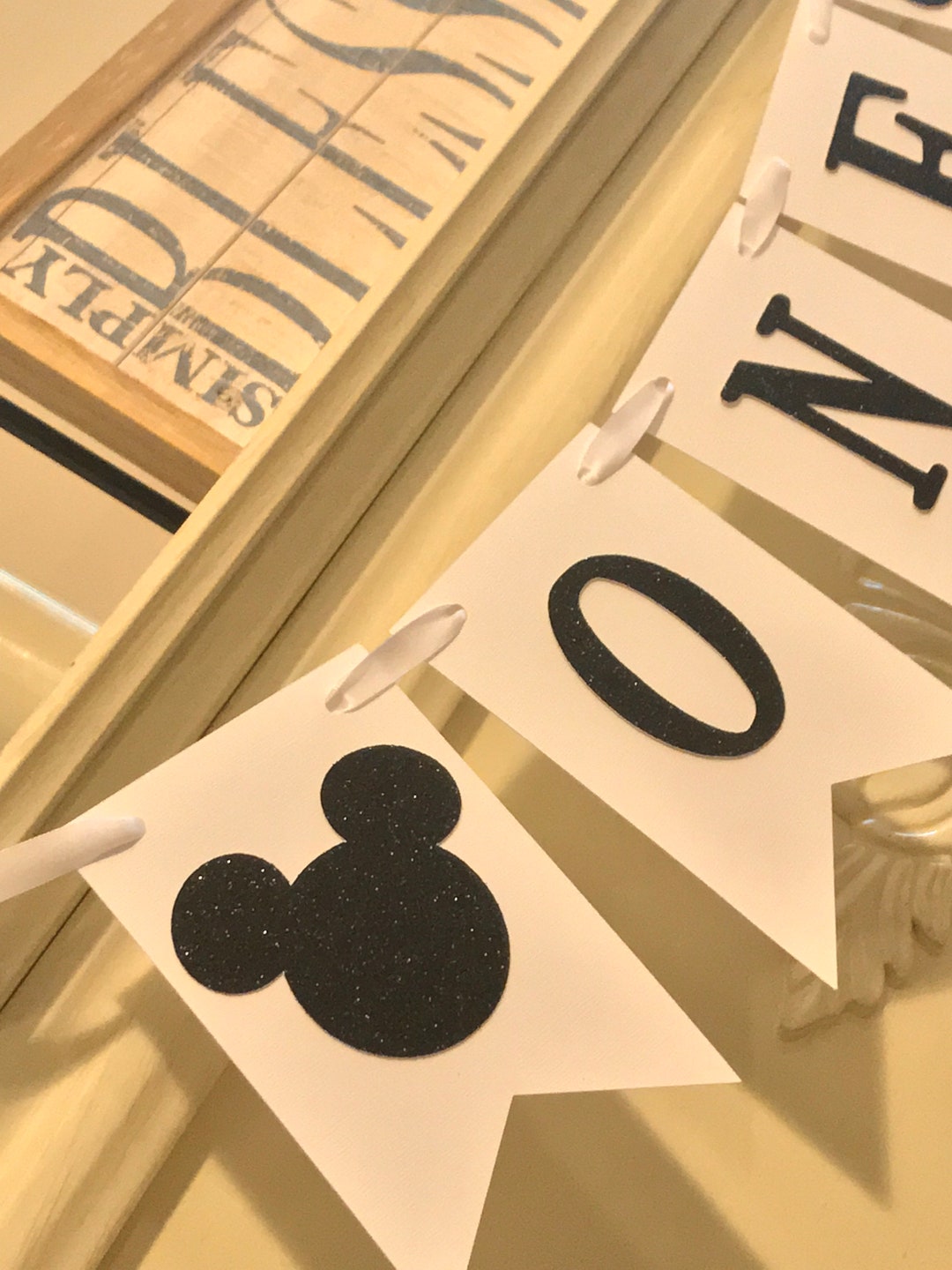 Mickey Mouse Birthday Banner, Mickey Mouse High Chair Banner, Photo ...