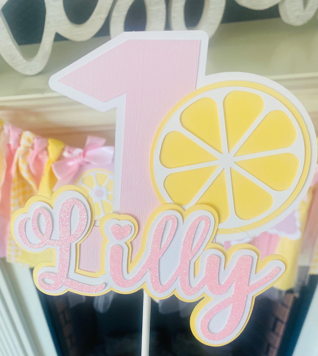 Lemon First Birthday Cake Topper, Lemonade Birthday Decorations, Girl ...