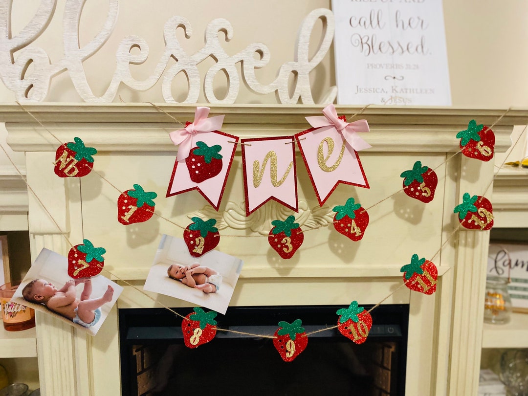 Strawberry Photo Banner, Berry 1st Birthday ,strawberry 1st Birthday ...