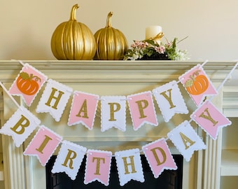 Pumpkin Party High Chair Banner, 1st Birthday Girl Pumpkin Birthday ...