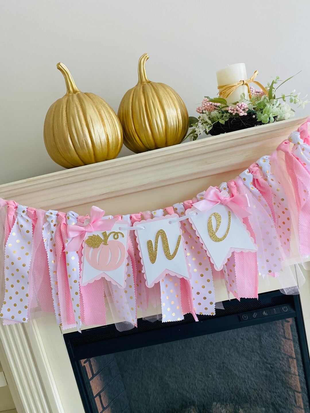 Pumpkin High Chair Banner, Little Pumpkin Turning One , Pumpkin ...