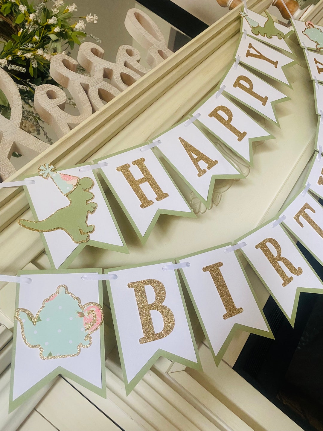 One asaurus Dinosaur Birthday Banner ,oneasaurus Banner, Tea Rex ...