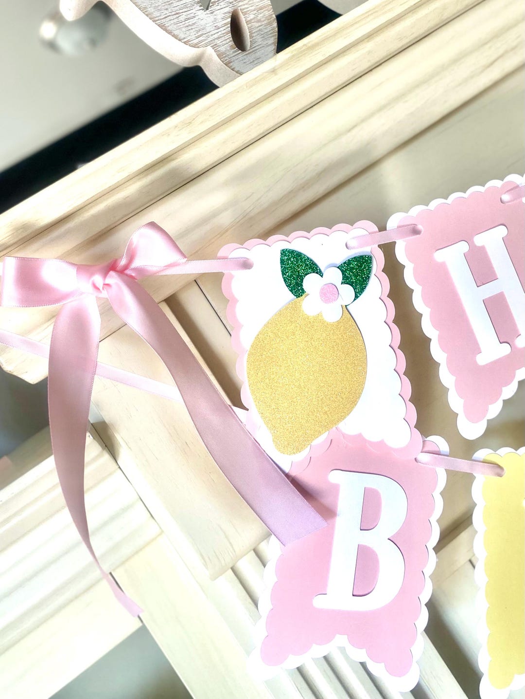 Lemonade Birthday Banner: Pink and Yellow Lemon Party Decorations - Etsy