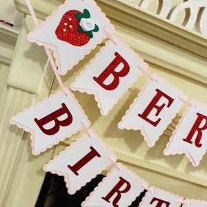 Strawberry Birthday Banner, Berry 1st Birthday . Strawberry Birthday ...