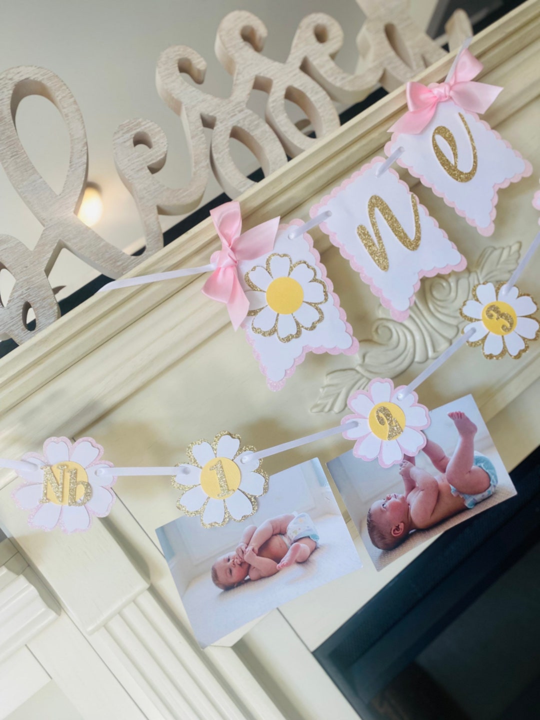 Daisy Birthday Party Monthly Banner Bohemian Daisy High - Etsy