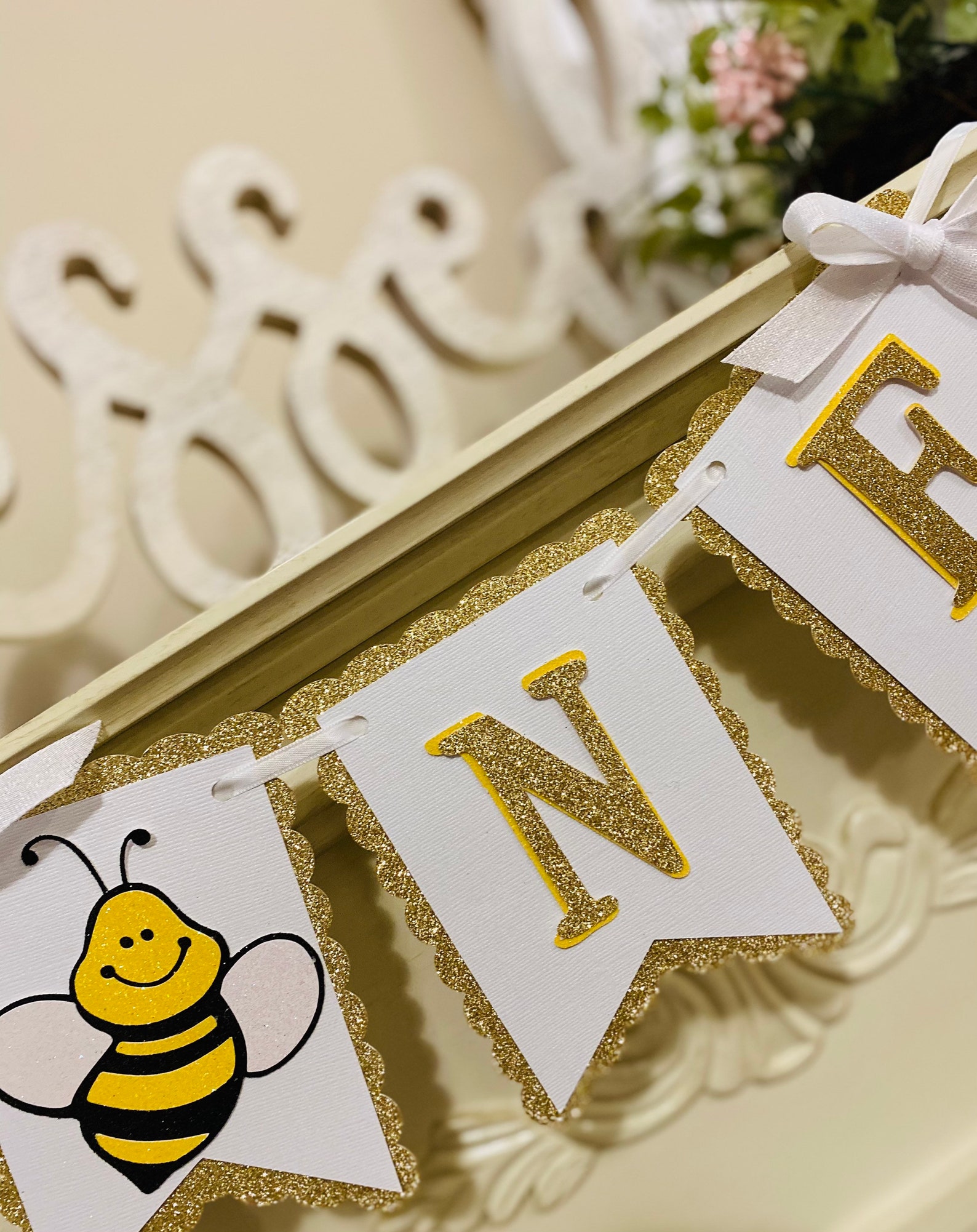 Bee High Chair Banner Fun To Bee One Honey Bee First | Etsy
