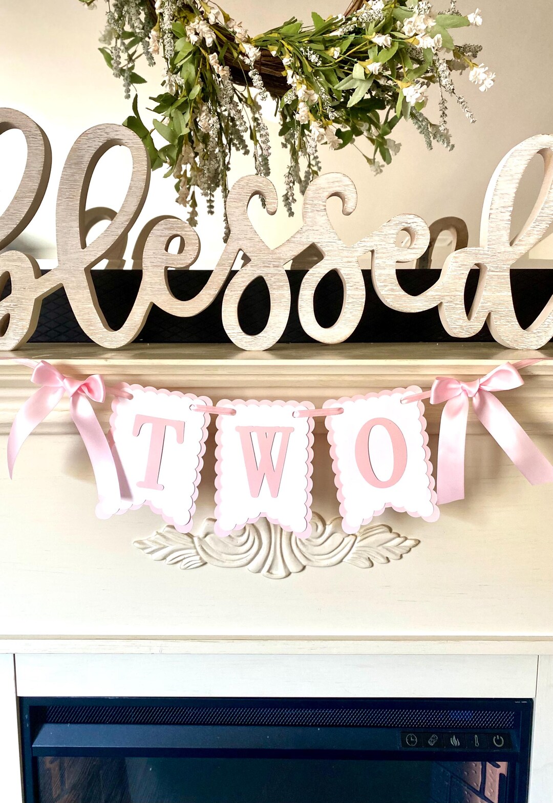 Pink Bow Second Birthday Banner, Bow High Chair Banner, Bow Pink and ...