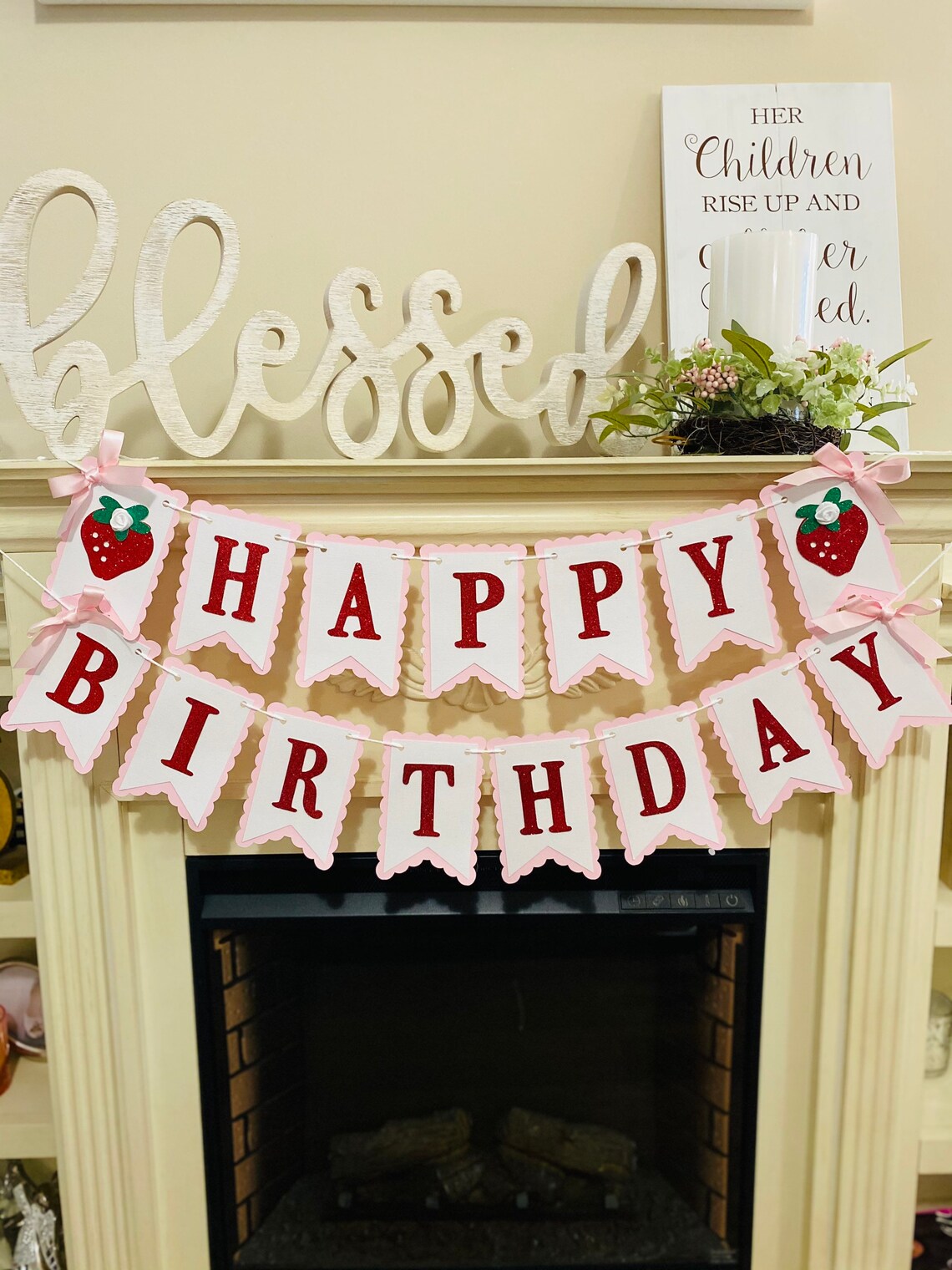 Strawberry Birthday Decorations Strawberry Birthday Banner . - Etsy