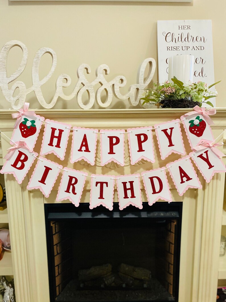 Strawberry Birthday Decorations Strawberry Birthday Banner . | Etsy