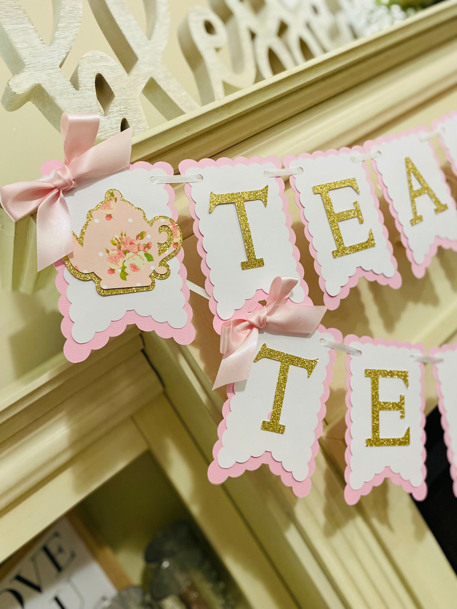Tea Party Birthday Banner Tea for Two princess Tea Party - Etsy