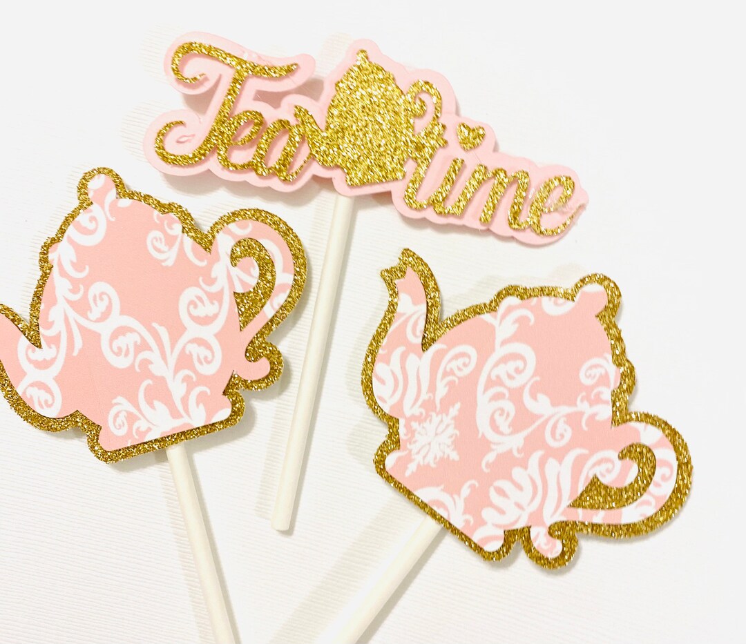 Tea Party Birthday Cupcake Topper, Tea Party Decorations , Tea for Two ...