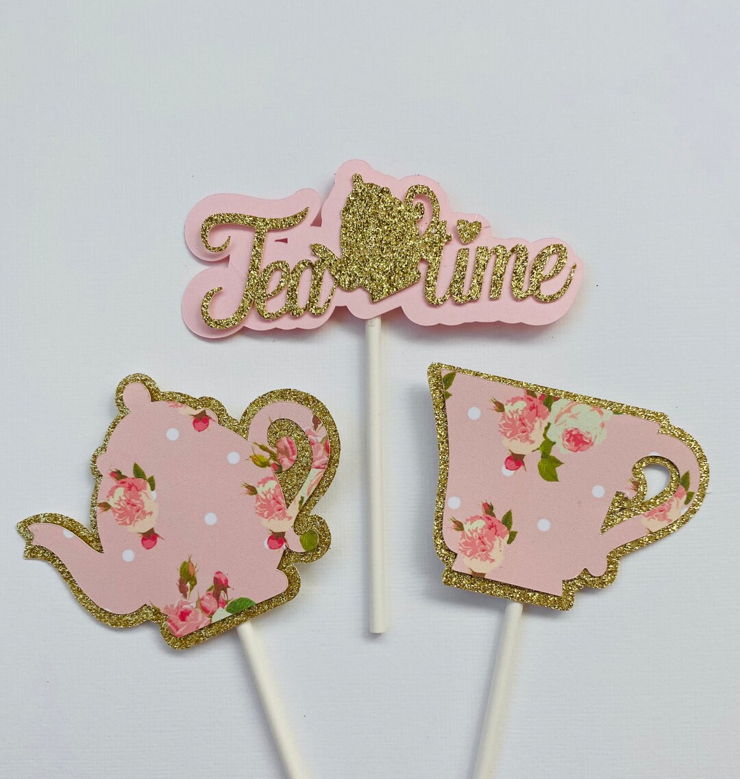 Tea Party Birthday Cupcake Topper, Teapot Birthday Decor , Tea for Two ...