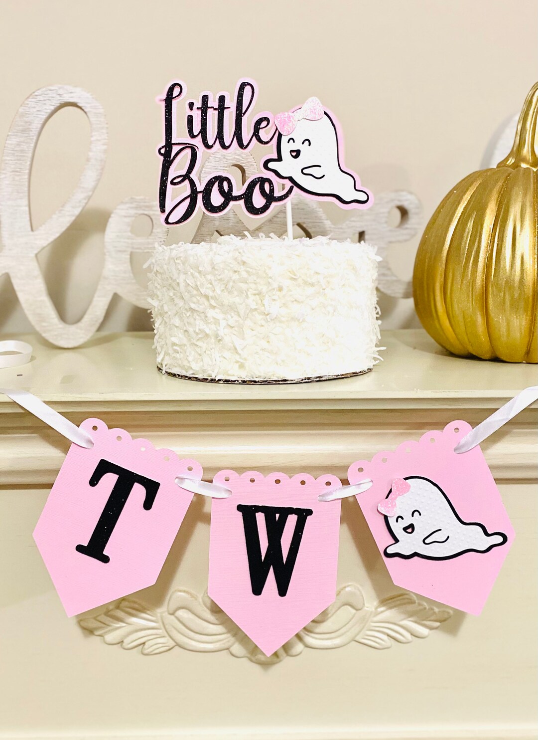 Little Boo Birthday Decorations , Halloween High Chair Banner , Little ...
