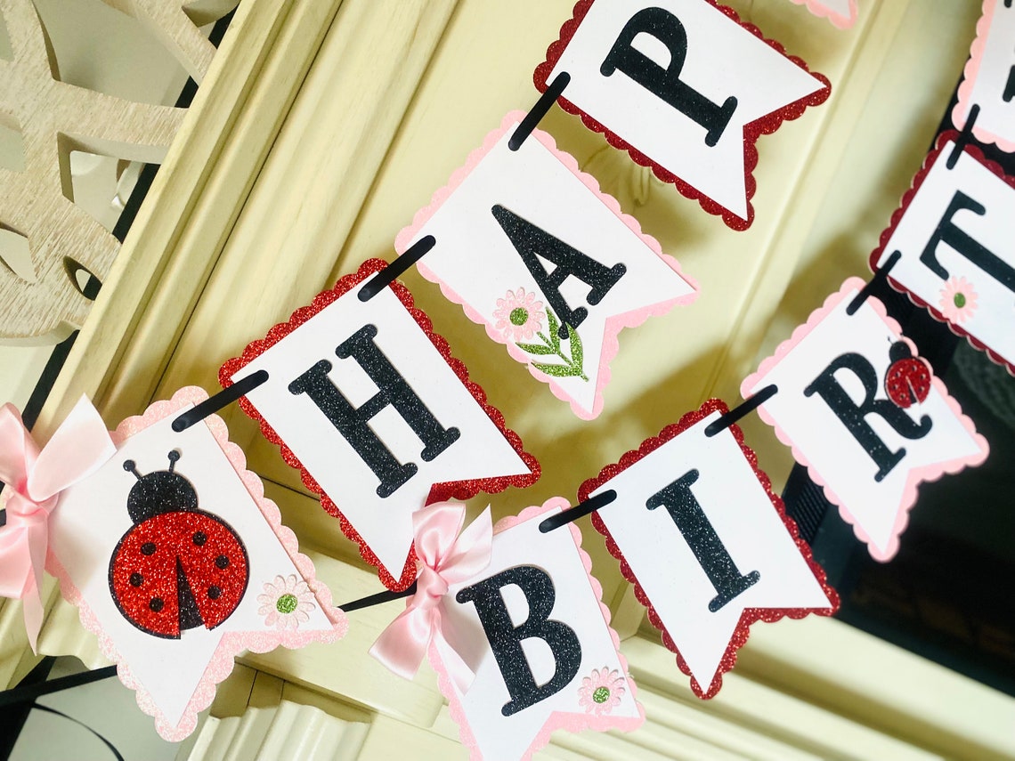 Ladybug Birthday Banner, Ladybug Birthday Decorations, Ladybug Party ...