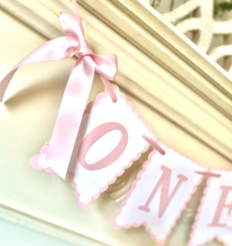 Pink Bow Birthday Banner: Girl 1st Birthday Party Decor - Etsy