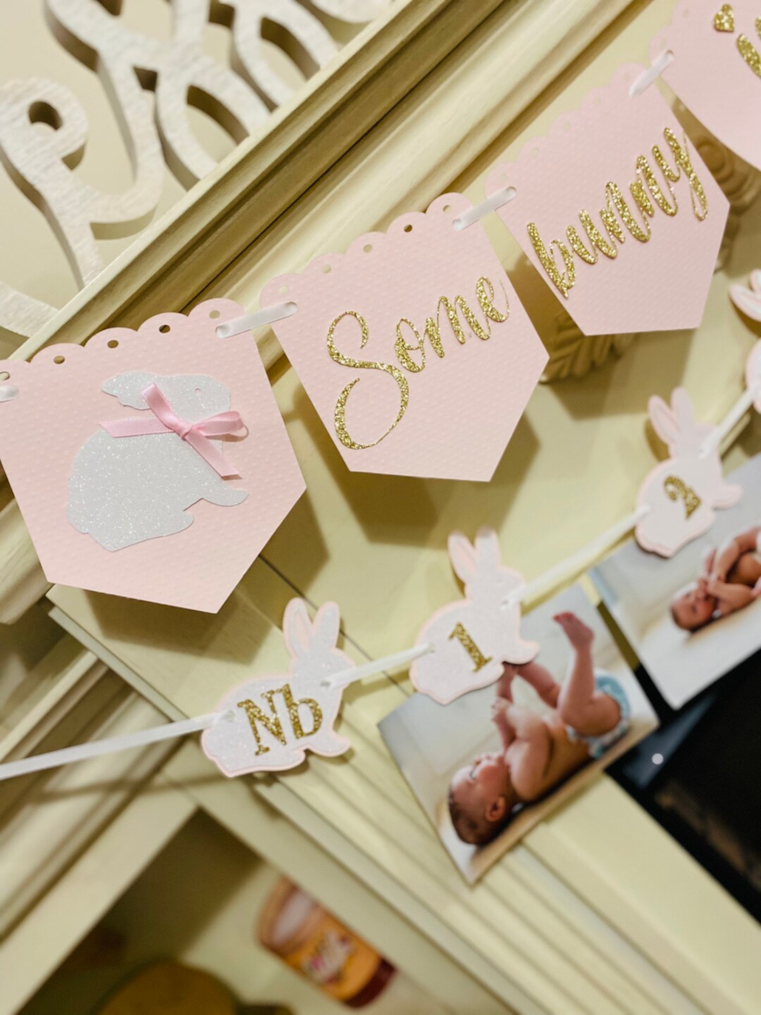 Bunny 1st Birthday Decorations ,bunny 12 Month Photo Banner ,some Bunny ...