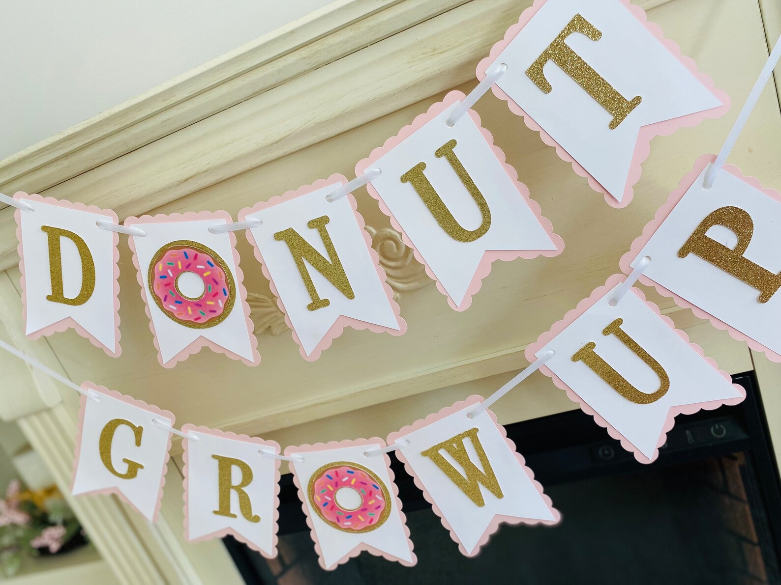 Donut Grow Up Donut Birthday Banner Donut First Birthday - Etsy