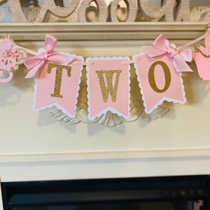 Tea for Two Birthday Banner , Tea Party Birthday Decorations, Princess ...
